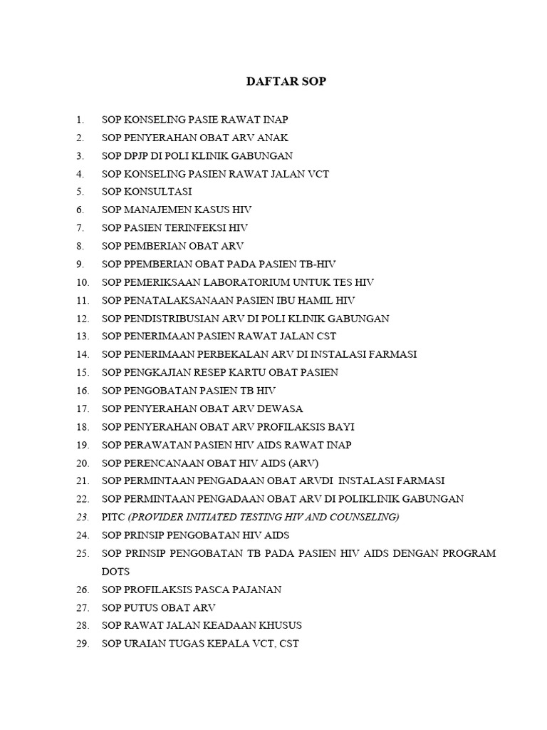 Daftar Sop | PDF
