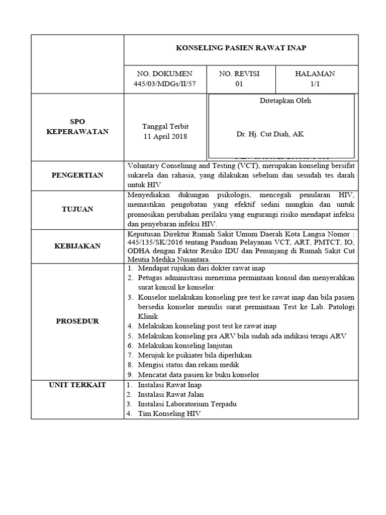 57 Sop Konseling Pasien Rawat Inap | PDF
