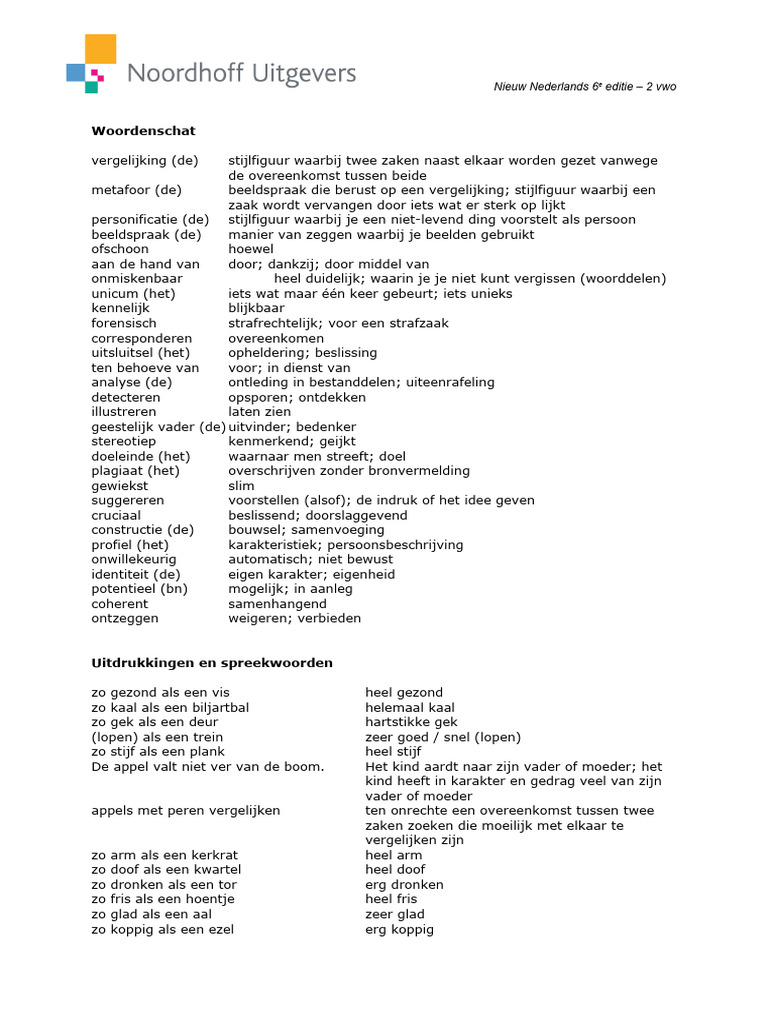 Nn6 2v Woordenlijst H1 Pdf