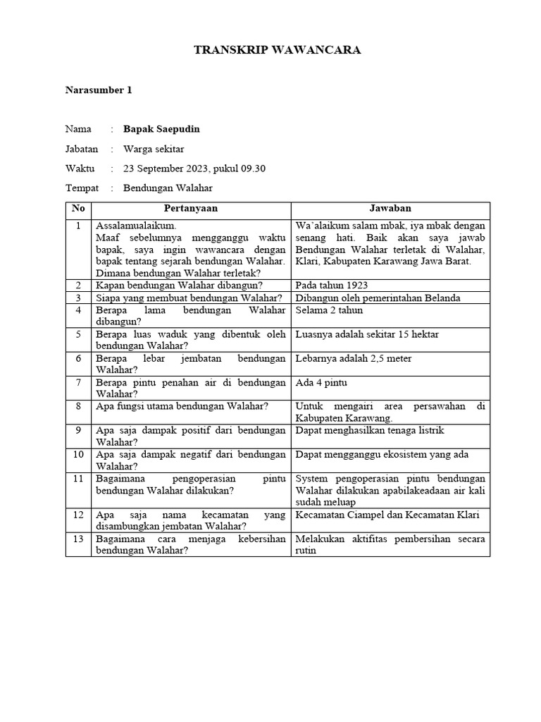 Transkrip Wawancara - 2 | PDF