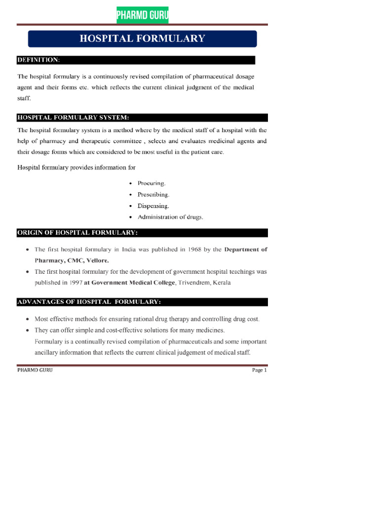 Hospital Formulary | PDF | Pharmacy | Hospital