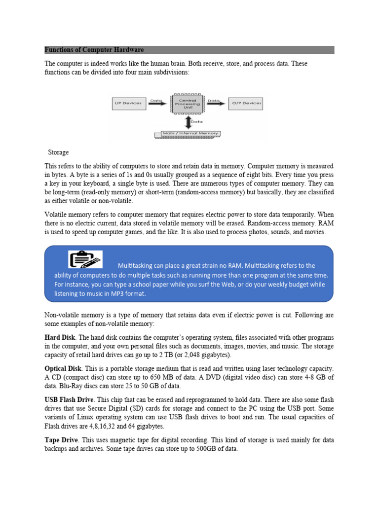 Functions Hardware | PDF | Computer Data Storage | Personal Computers