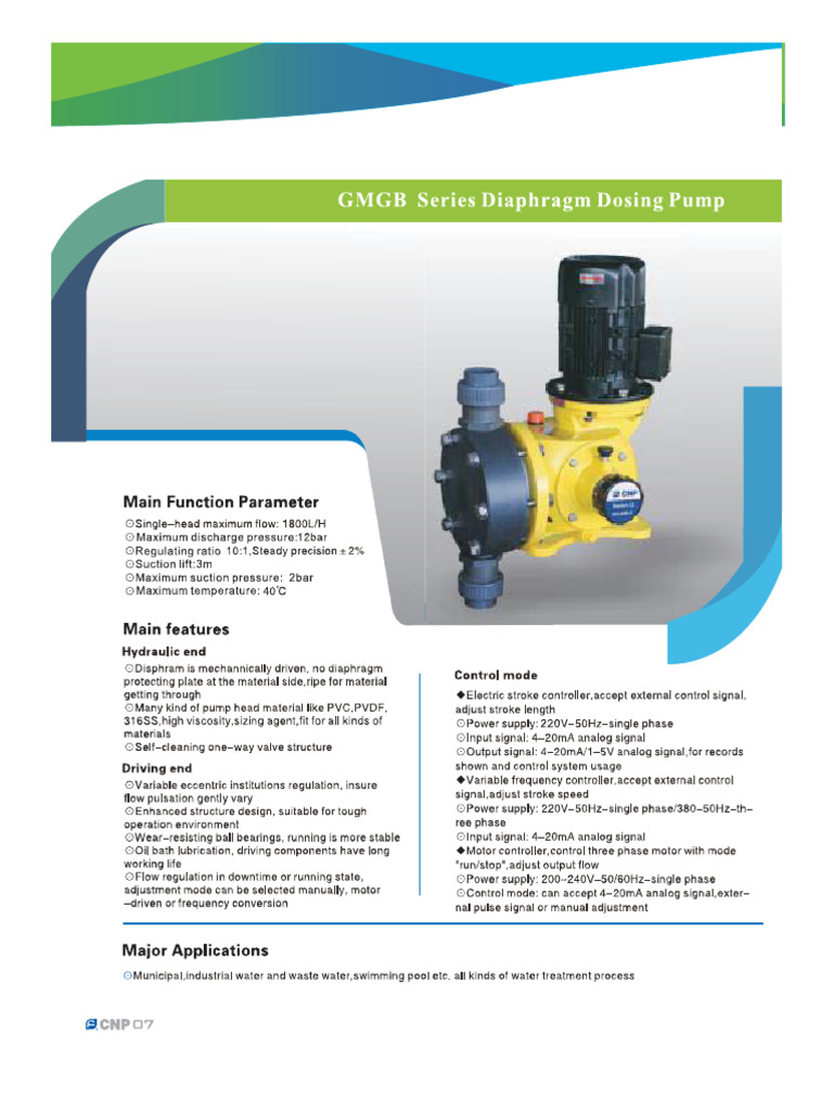 GM GB Diaphragm Dosing Pump | PDF