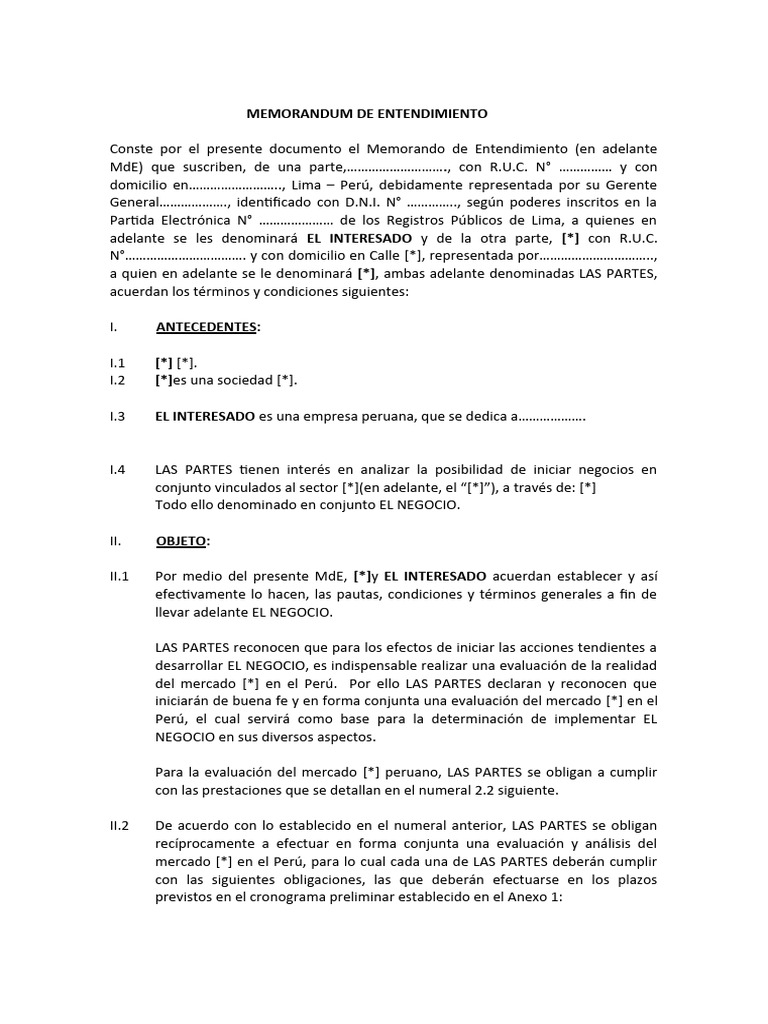Clase9 (MOU) Modelo | PDF | Memorando de entendimiento | Perú