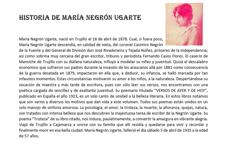 Historia de María Negrón Ugarte | PDF | Clásicos | Ficción general