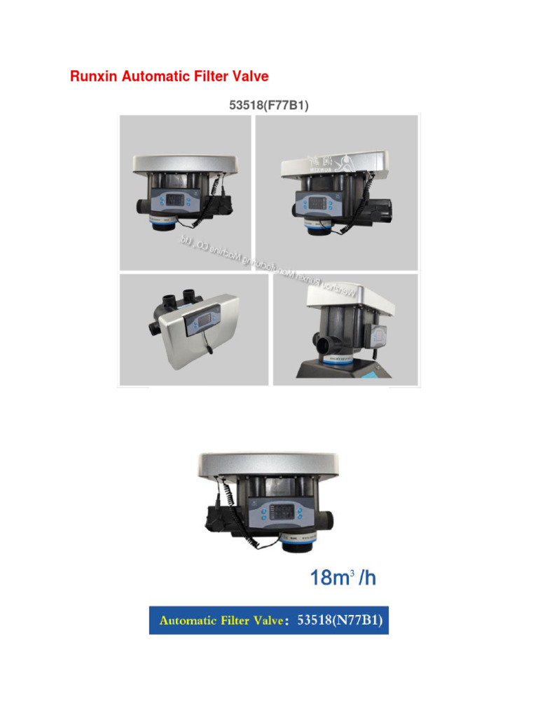Runxin F77B1 Automatic Filter Valve | PDF