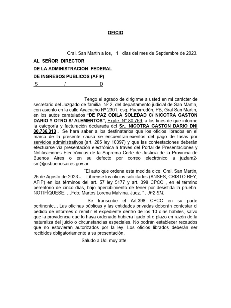 OFICIO afip | PDF