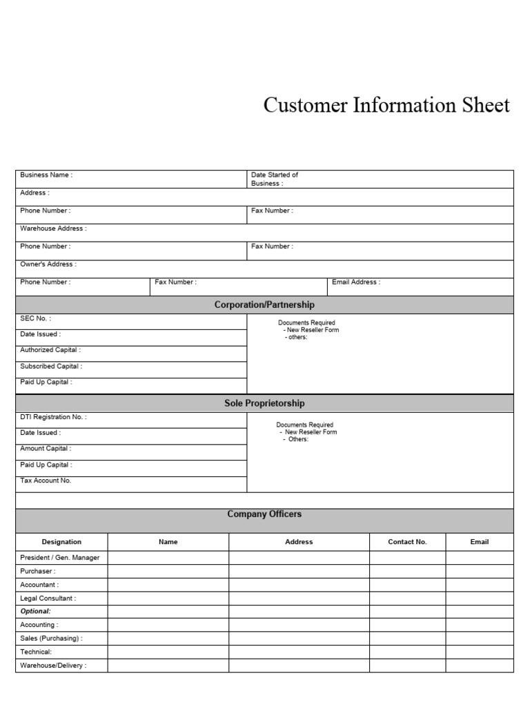 Customer Information Sheet | PDF | Credit Card | Cheque