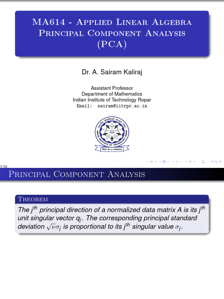 Sairam PCA | PDF | Principal Component Analysis | Matrix (Mathematics)