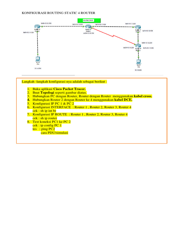 Ringkasan Routing Statis 4 Router 2PC | PDF