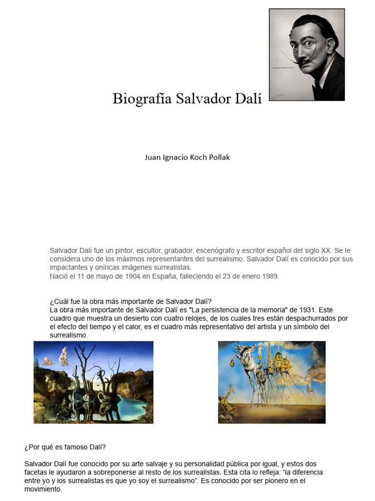 Biografía Salvador Dalí | PDF