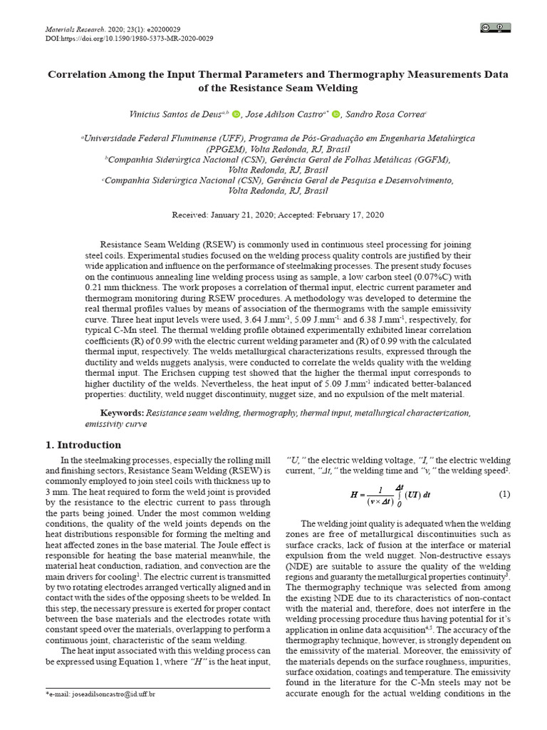 Correlation Among The Input Thermal Parameters and Thermography ...