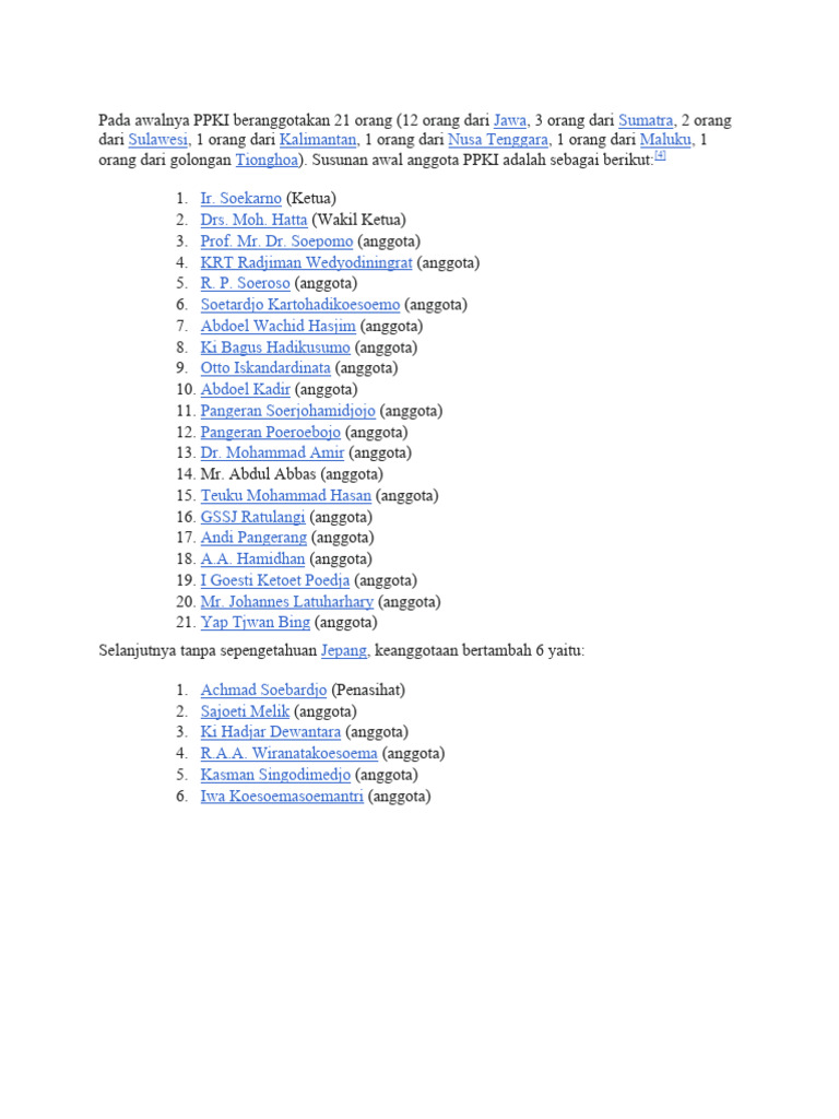 Anggota PPKI | PDF