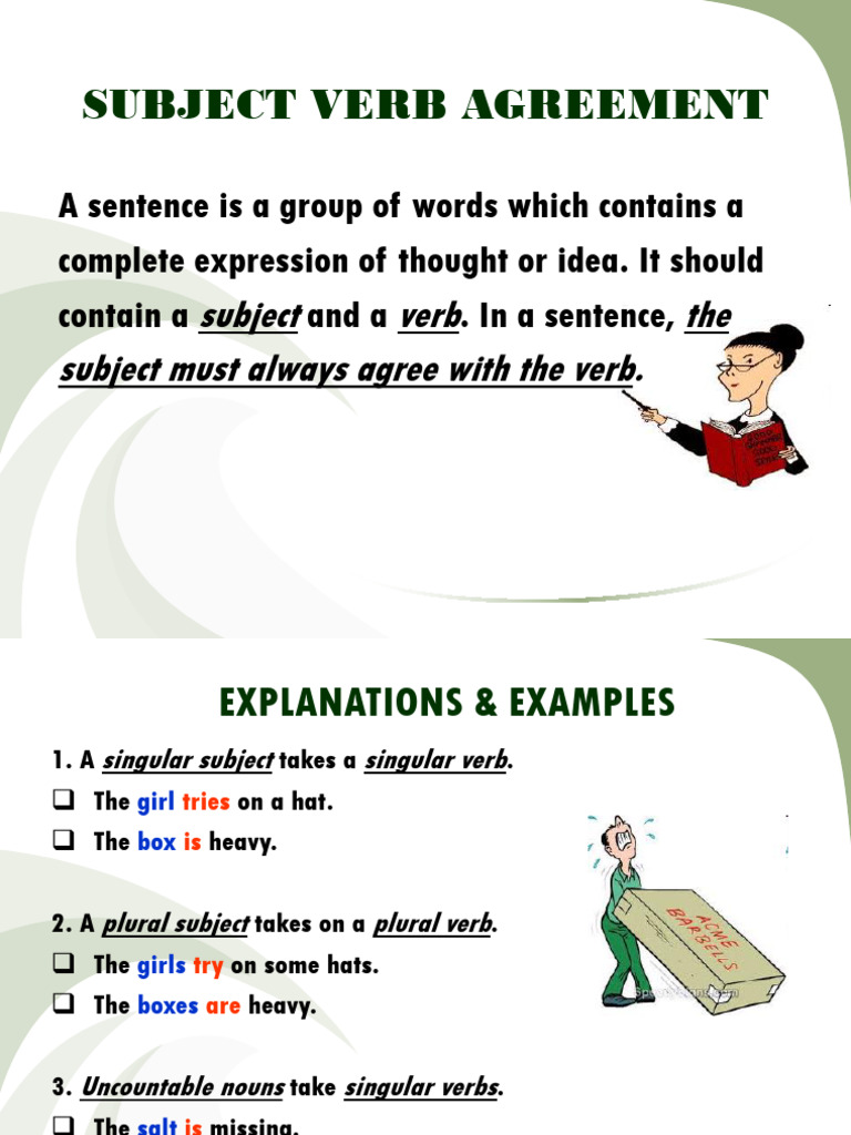 2 Subject Verb Agreement | PDF | Language Arts & Discipline | Wellness