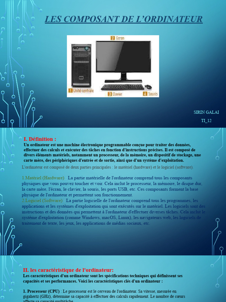 Les Composant de L'ordinateur | PDF | Système d'exploitation | Matériel informatique
