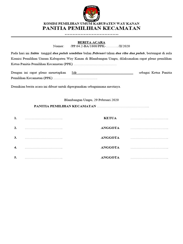 BA Pleno - Ketua PPK Dan Pembagian Pokja | PDF