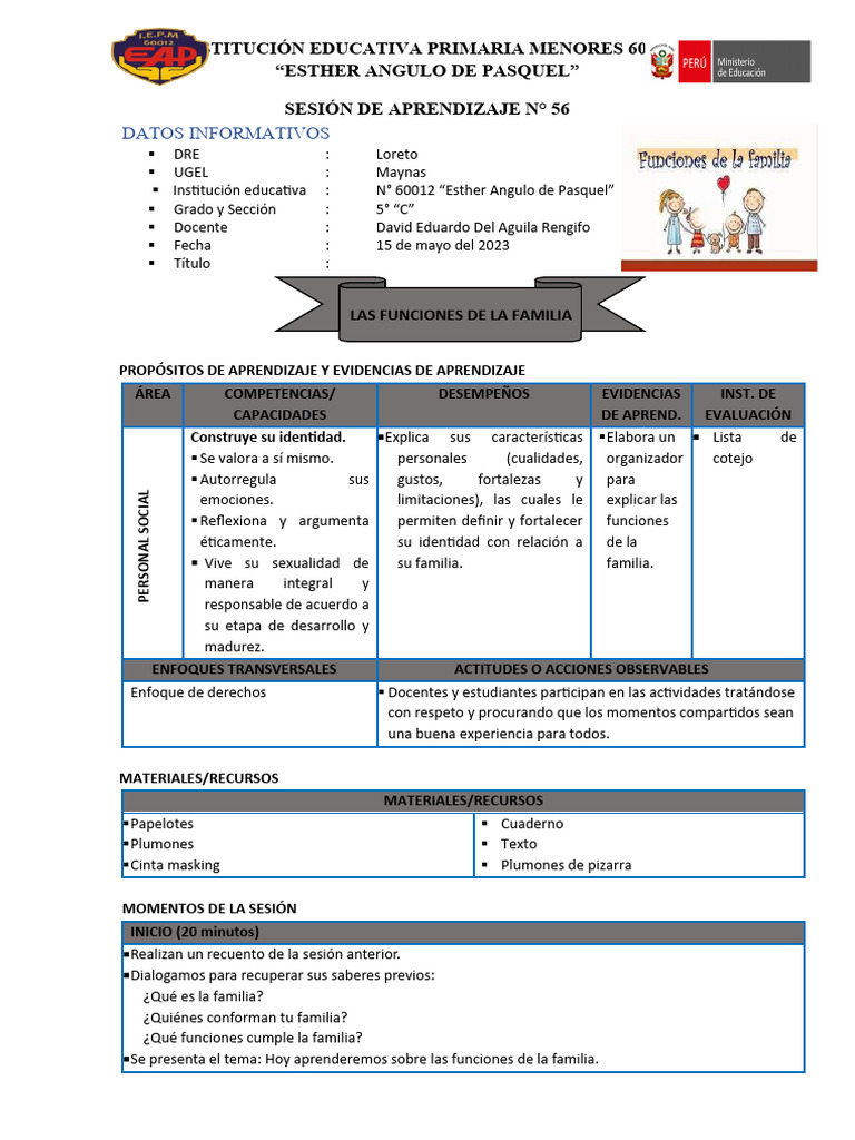 Sesion de Aprendizaje #56 | PDF | Aprendizaje | Maestros