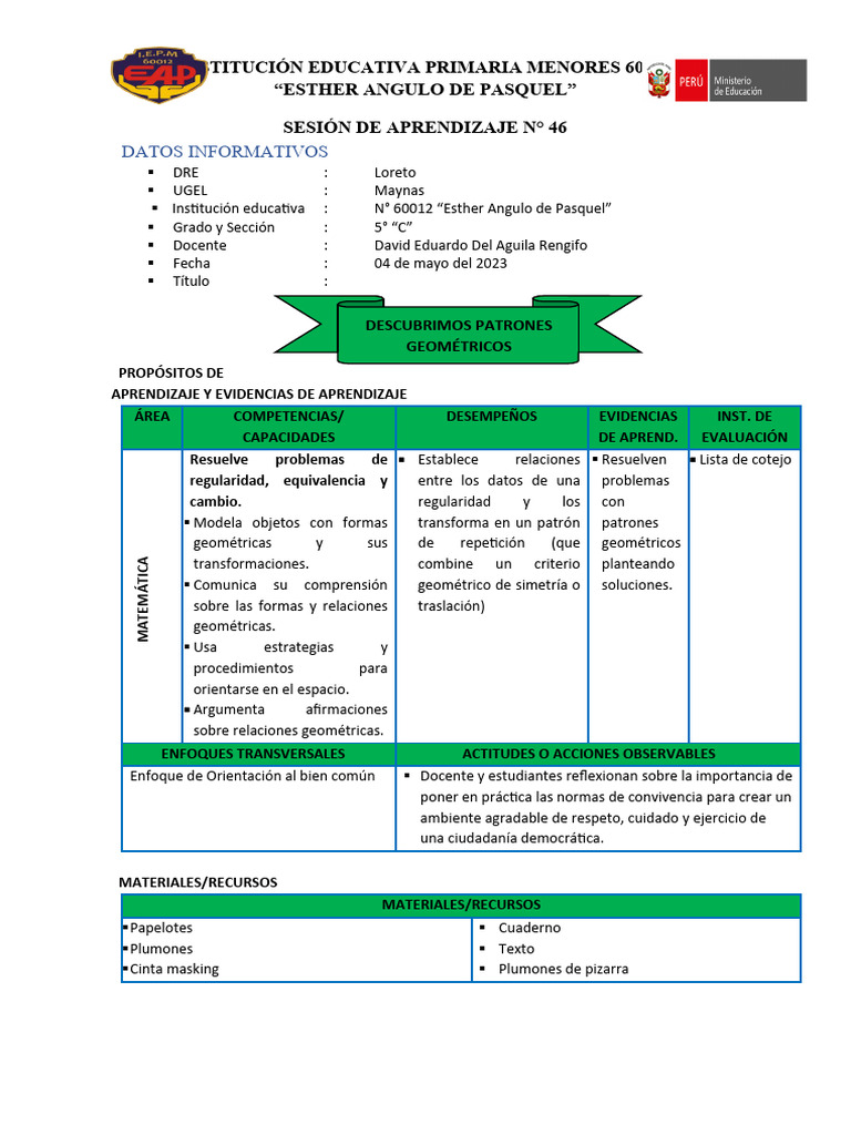 Sesion de Aprendizaje #46 | PDF | Aprendizaje | Modificación de comportamiento