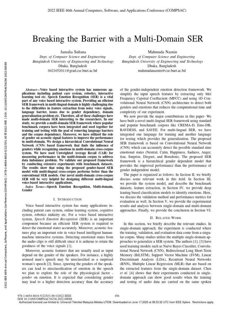 Breaking The Barrier With A Multi-Domain SER (Dataset) | PDF | Applied ...