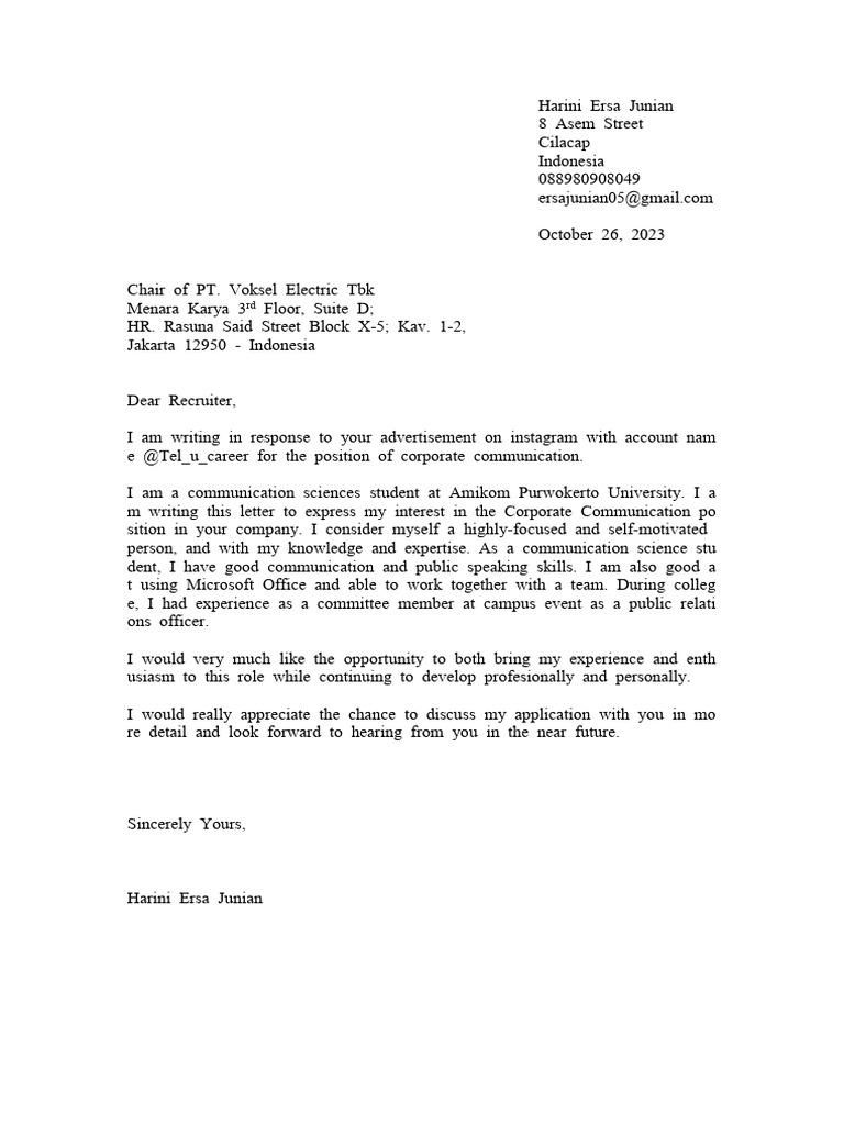 Ers. Application Letter | PDF