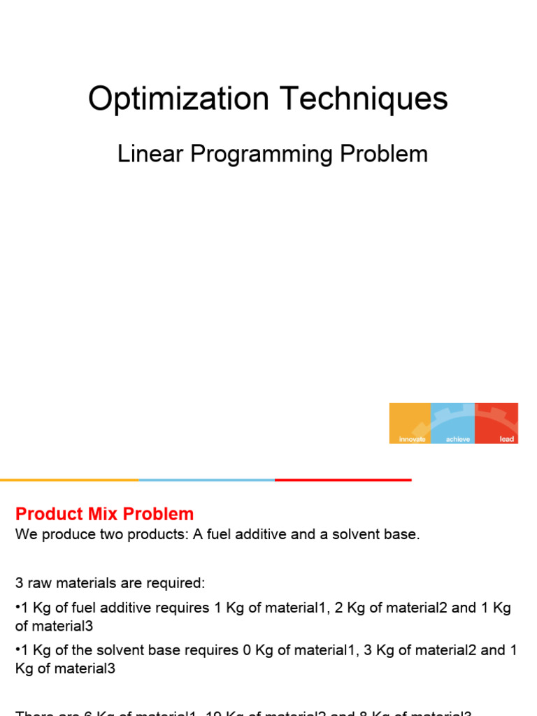 Optimization Techniques L1 Pdf Linear Programming Mathematical Optimization 5277