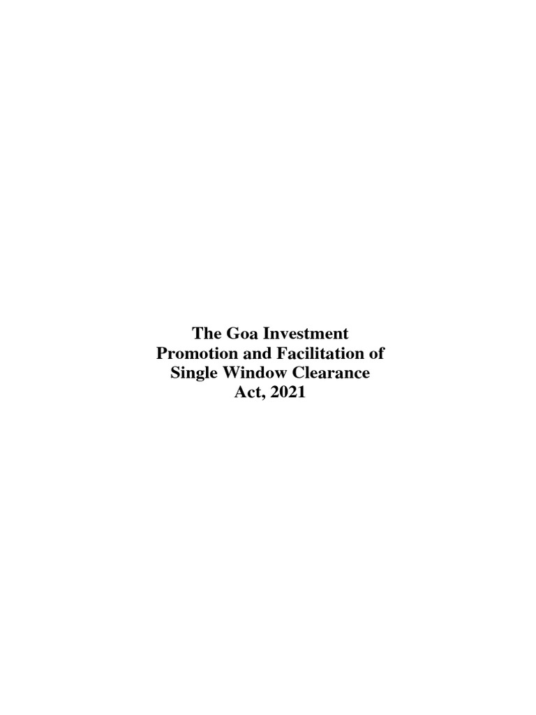 Goa Investment Promotion Act, 2021 | PDF | Committee | Banks