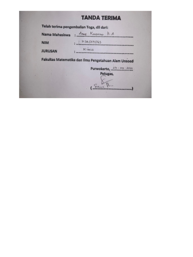 Tanda Terima Toga | PDF