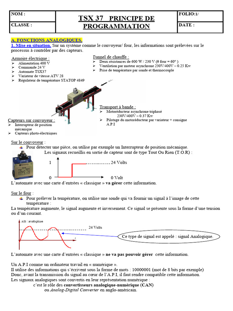 Programmation des sorties analogiques TSX 37 | PDF | Analogique ...