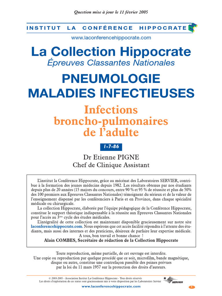 Infection Broncho-Pulmonaire Adulte | PDF | Pneumonie | Asthme