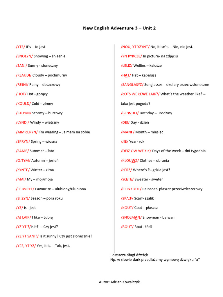 NEA 3 Unit 2 Slownictwo I Gramatyka | PDF
