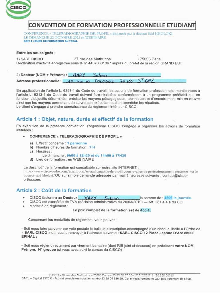 Convention de Formation 1 | PDF