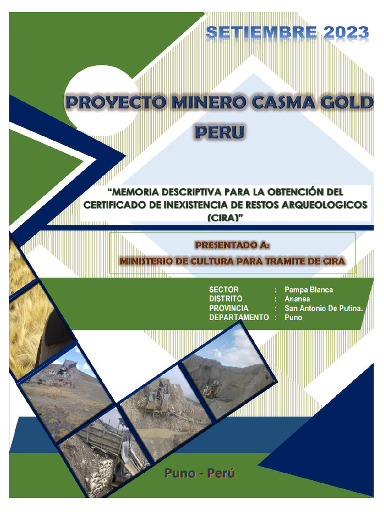 Memoria Descriptiva Proyecto Minero Casma Gold Peru | PDF | Minería de superficie | Minería