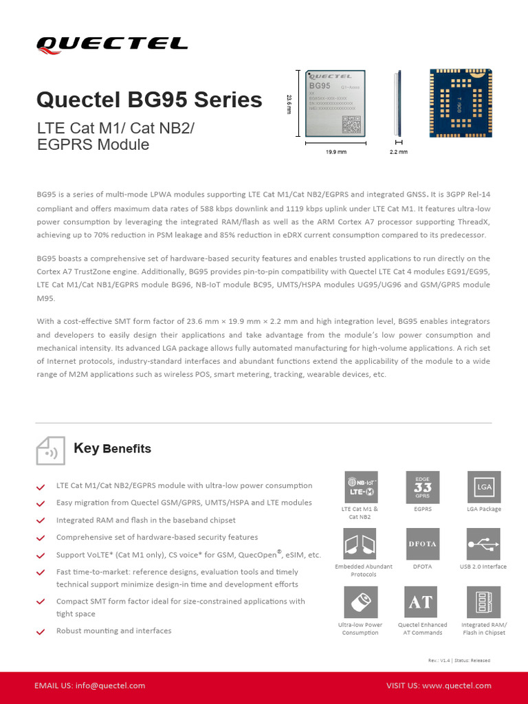 Quectel BG95 Series LPWA Specification V1.4 | PDF | File Transfer Protocol | High Speed Packet ...