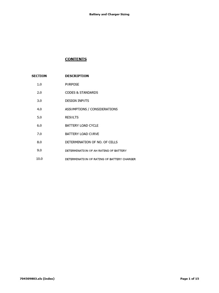 Battery Sizing Template | PDF | Battery Charger | Relay