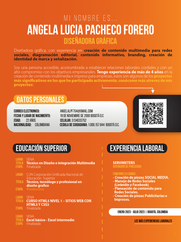 CV Angela Pacheco | PDF | Servicio de redes sociales | Colombia