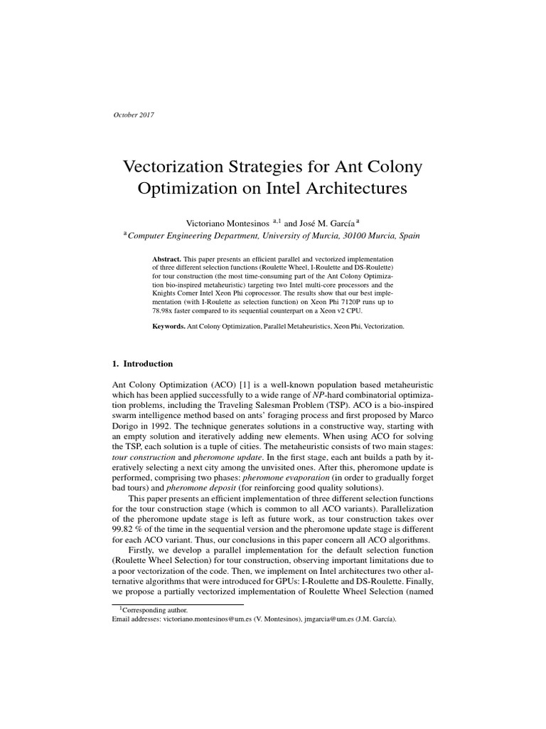Vectorization Strategies For Ant Colonyoptimization On Intel