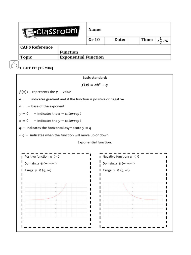 Grade 10 Exponential Functions Guide | PDF | Function (Mathematics ...
