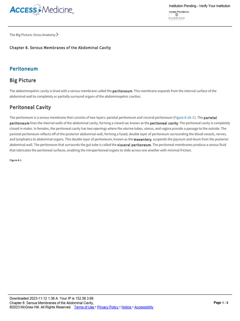 Chapter 8. Serous Membranes of the Abdominal Cavity | PDF | Peritoneum ...