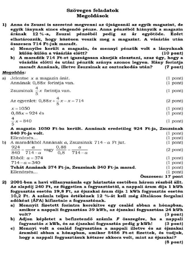 Szöveges Feladat | PDF