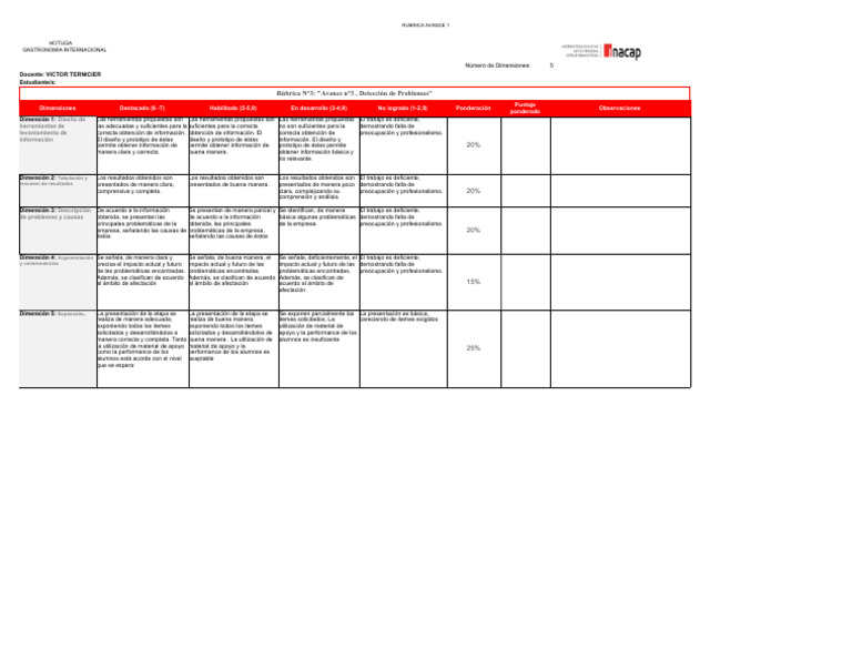 Rubrica Etapa 3 TPG | PDF