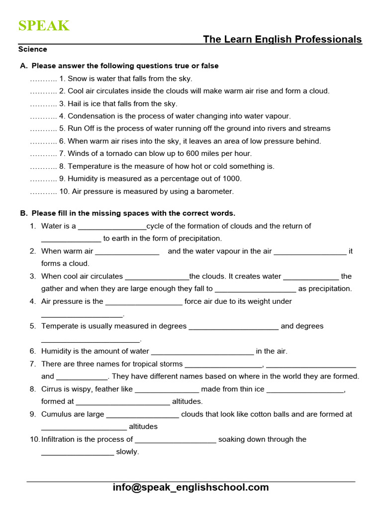 Primary 5 Science Quiz | PDF | Cloud | Tropical Cyclones