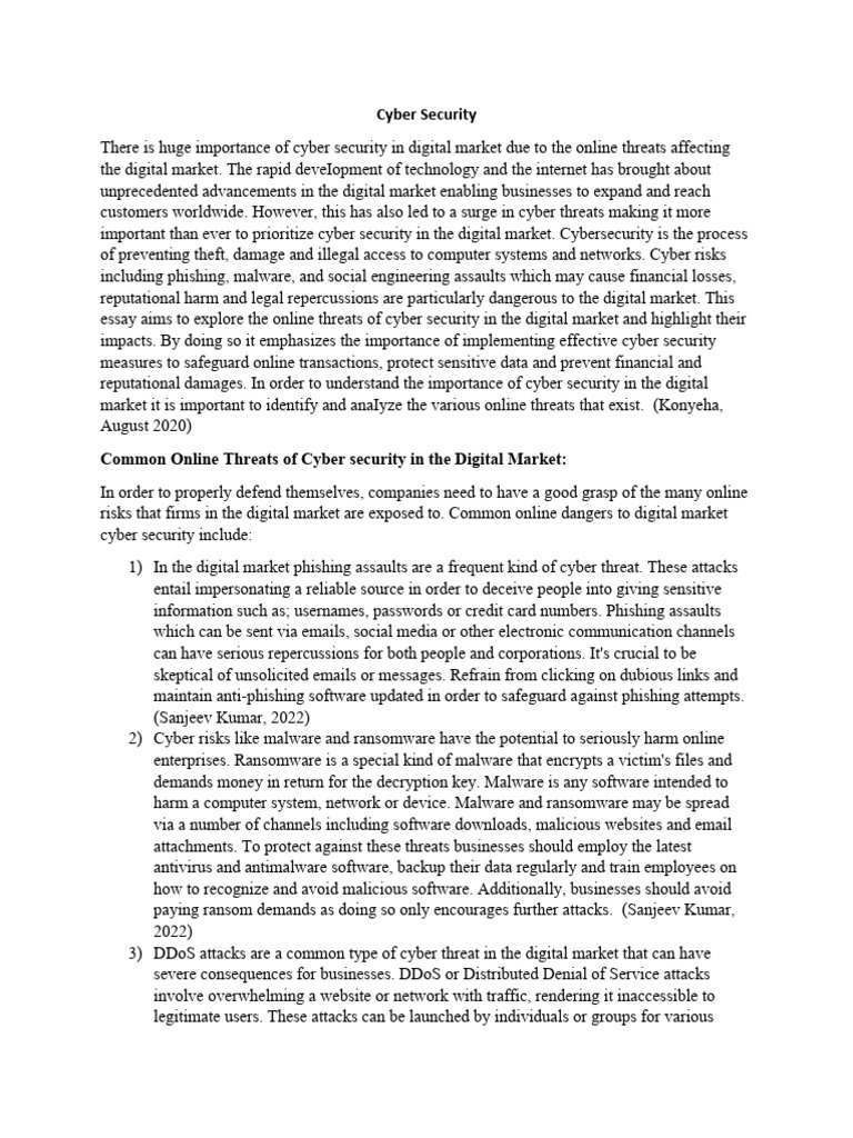 Cyber Security Essay 2 | PDF | Security | Computer Security Cyber Security Essay 2 | PDF | Security | Computer Security