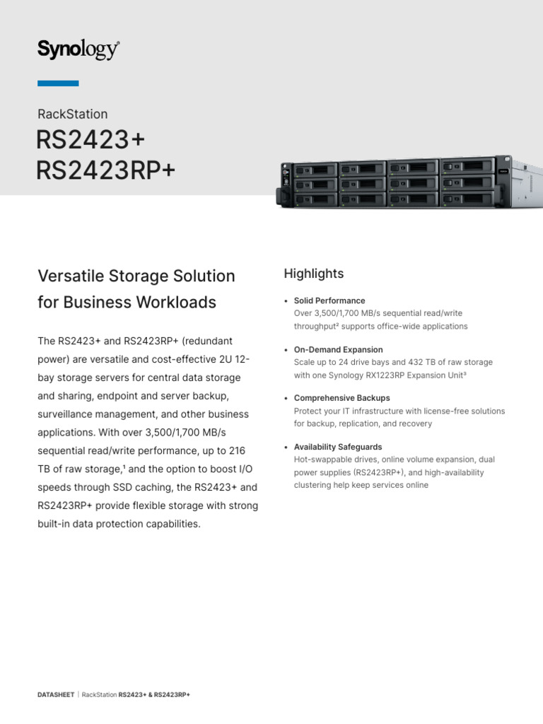 Nas DS2423+ | PDF | Solid State Drive | Virtualization