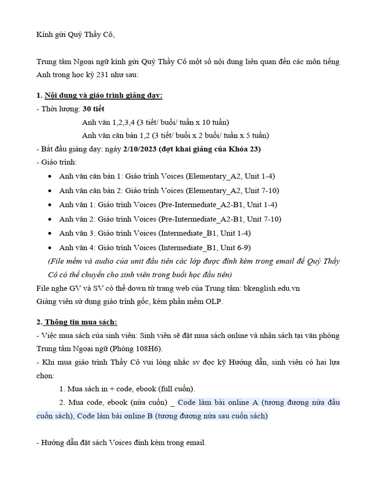Quy Định HK231 - K23 | PDF
