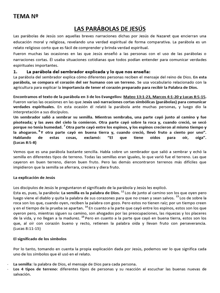 Las Parabolas de Jesús 4 | PDF | Parábolas de Jesús | Jesús