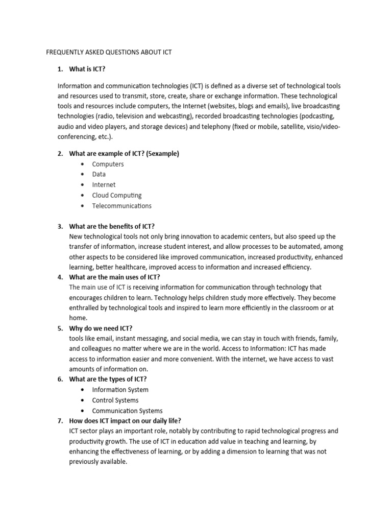 Frequently Asked Questions About Ict Diana | PDF | Information ...