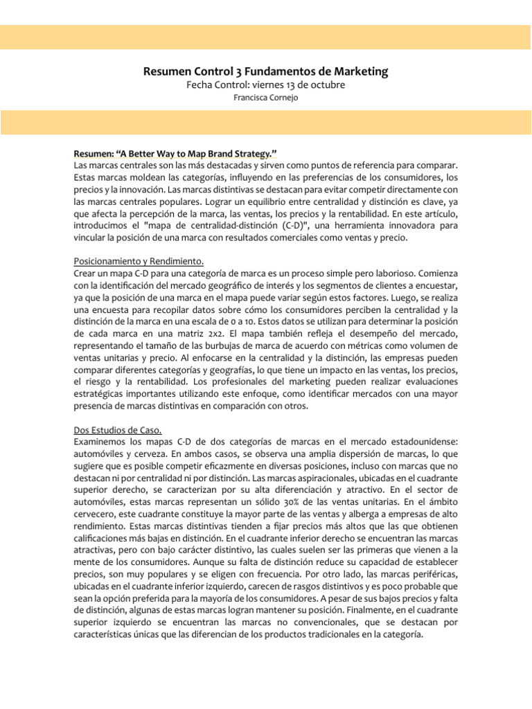 Resumen Control 3 Fundamentos de Marketing | PDF | Marketing | Marca