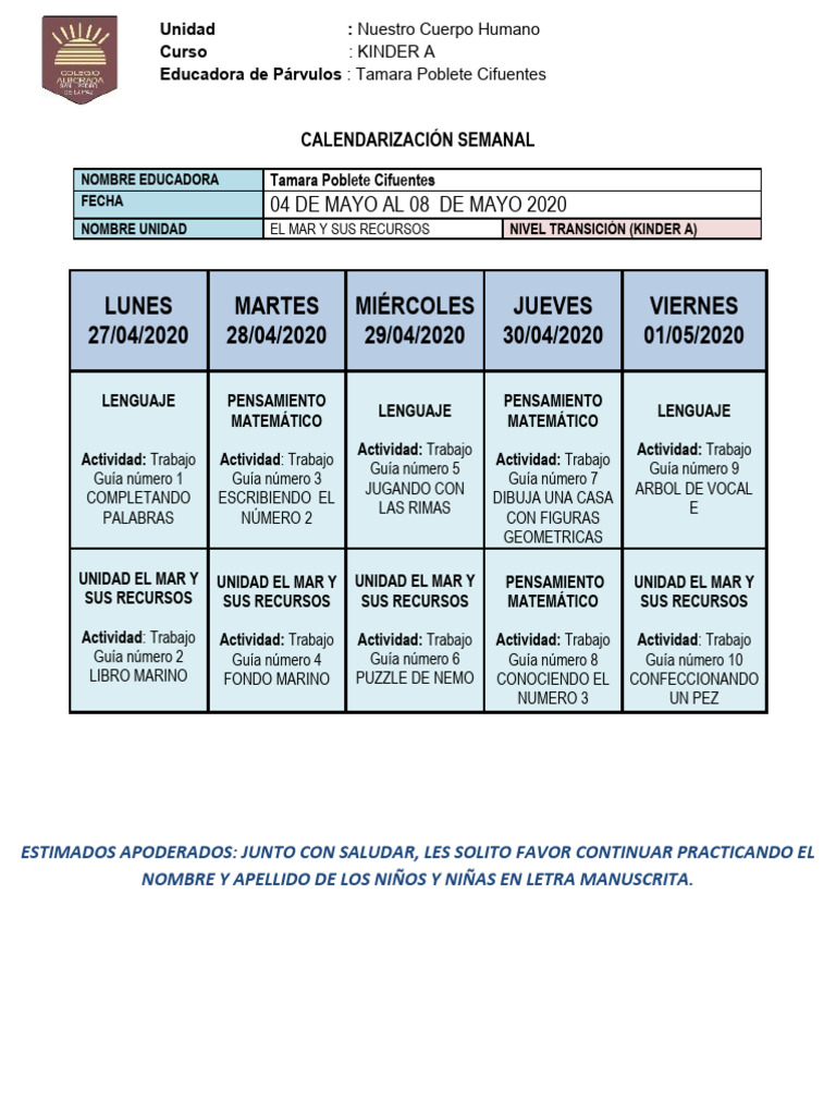 Actividades Educativas para Kinder A | PDF | Educación de la primera ...