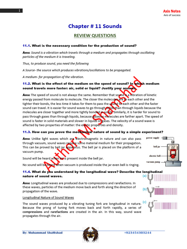 10 Phy CH 11 Short Q by Estudent - PK - Unlocked | PDF | Sound | Waves