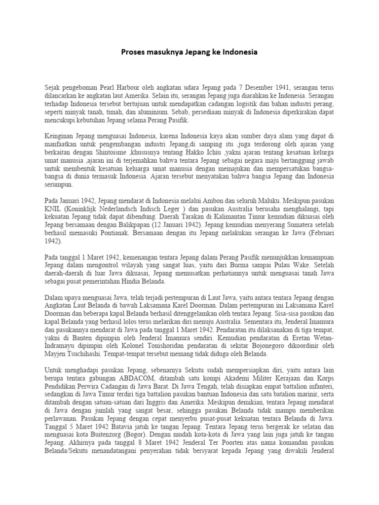Invasi Jepang ke Indonesia 1942 | PDF | Sejarah
